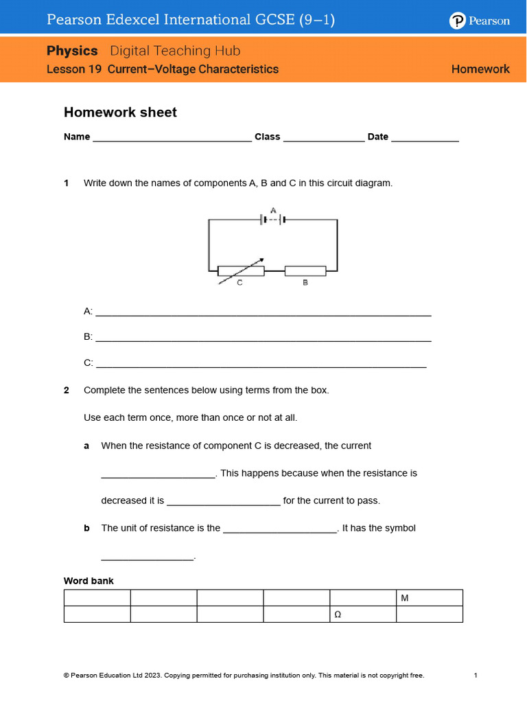 1716184756934-IG Physics Lesson19 Homework | PDF | Resistor ...
