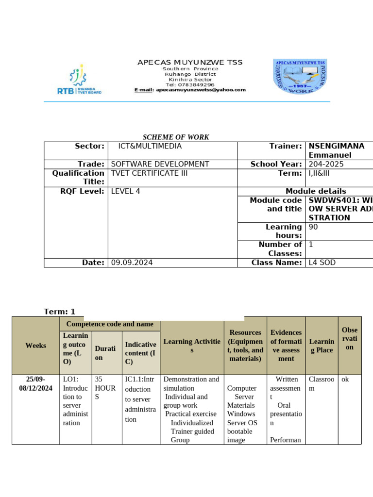 Server Administration Training Plan | PDF | Internet Information ...