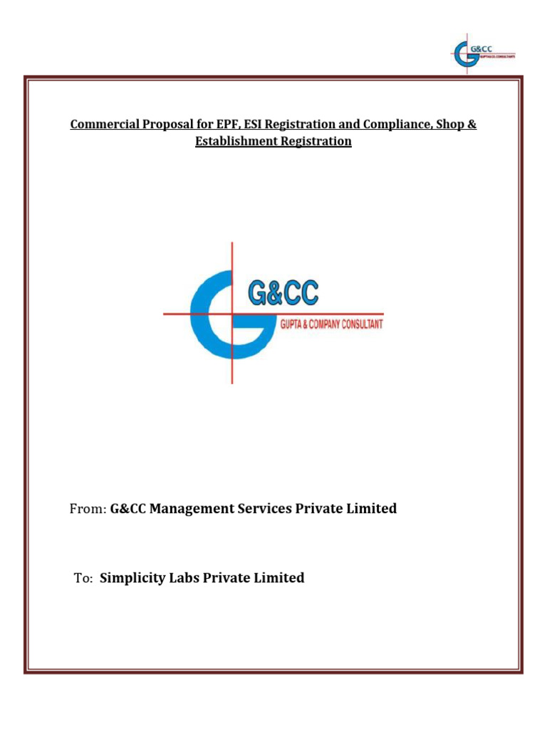 Commercial Proposal For EPF, ESI and Shop & Establishment | PDF ...