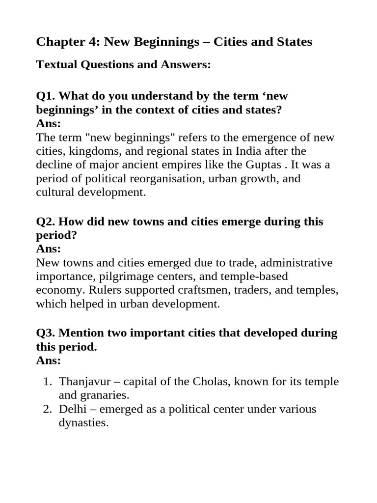 New Beginnings: Cities and States Overview | PDF