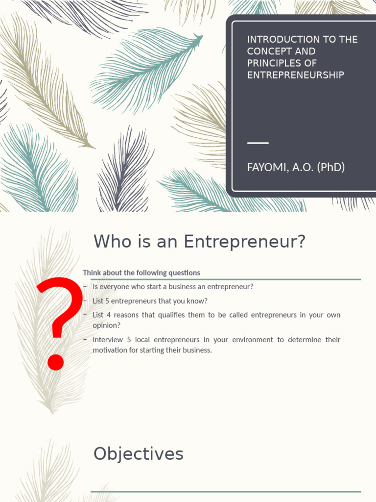 Concept and Principles of Entrepreneurship | PDF | Entrepreneurship ...