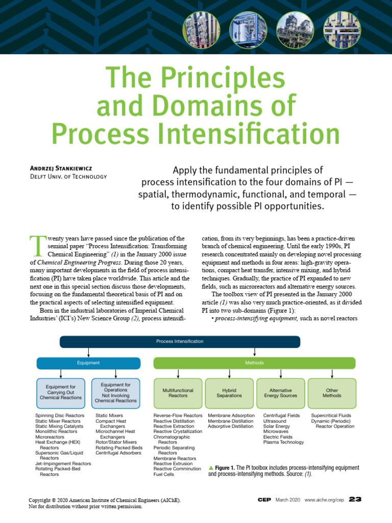 Process Intensification 1 | PDF | Chemical Reactor | Distillation