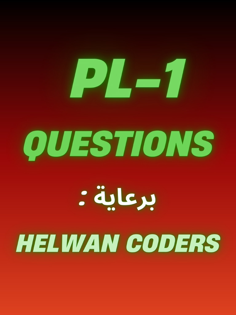 PL 1 - Questions2 - HelwanCoders | PDF | C (Programming Language) | Object Oriented Programming