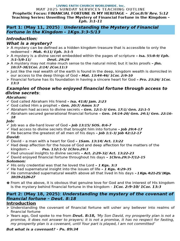 MAY 2025 Sunday Teaching Outlines | PDF | Book Of Genesis | Covenant (Biblical)