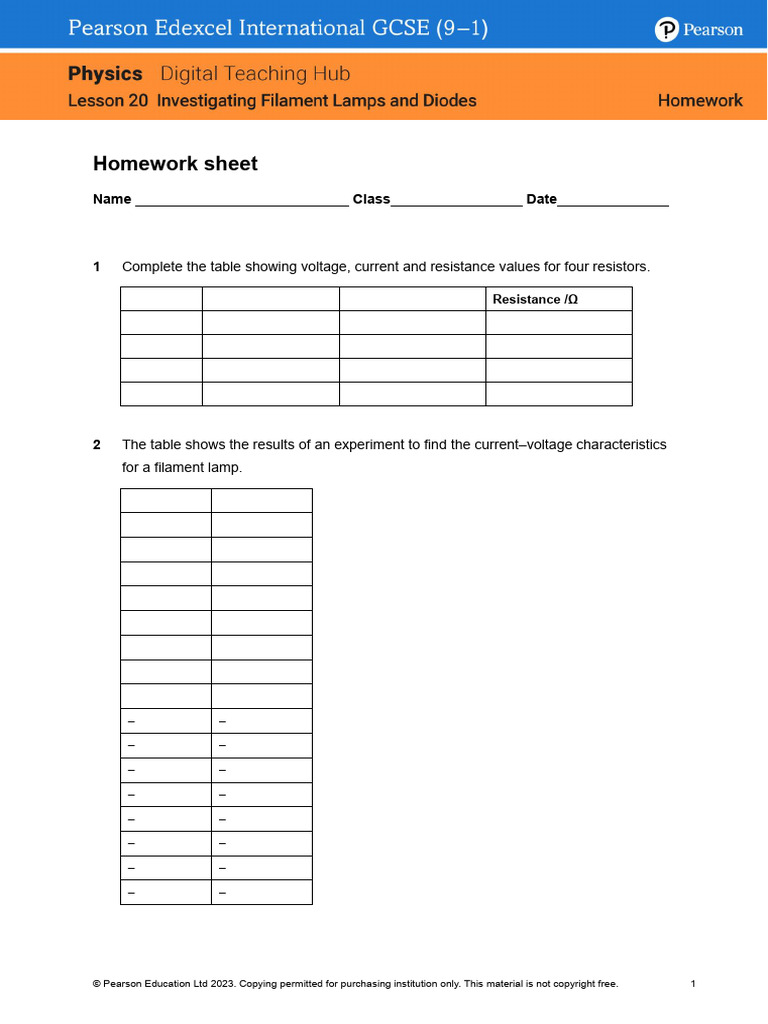 1717517877100-IG_Physics_Lesson20_Homework sheet | PDF | Diode | Resistor