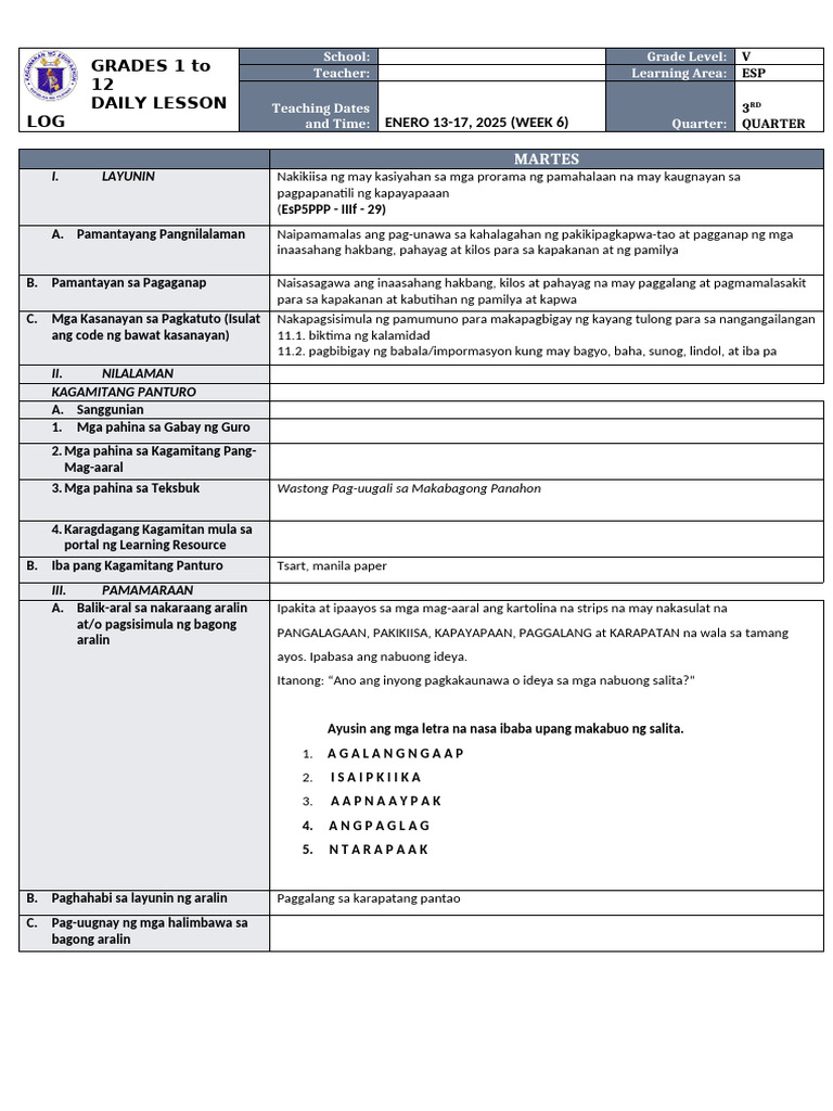DLL_ESP 5_Q3_W6 | PDF