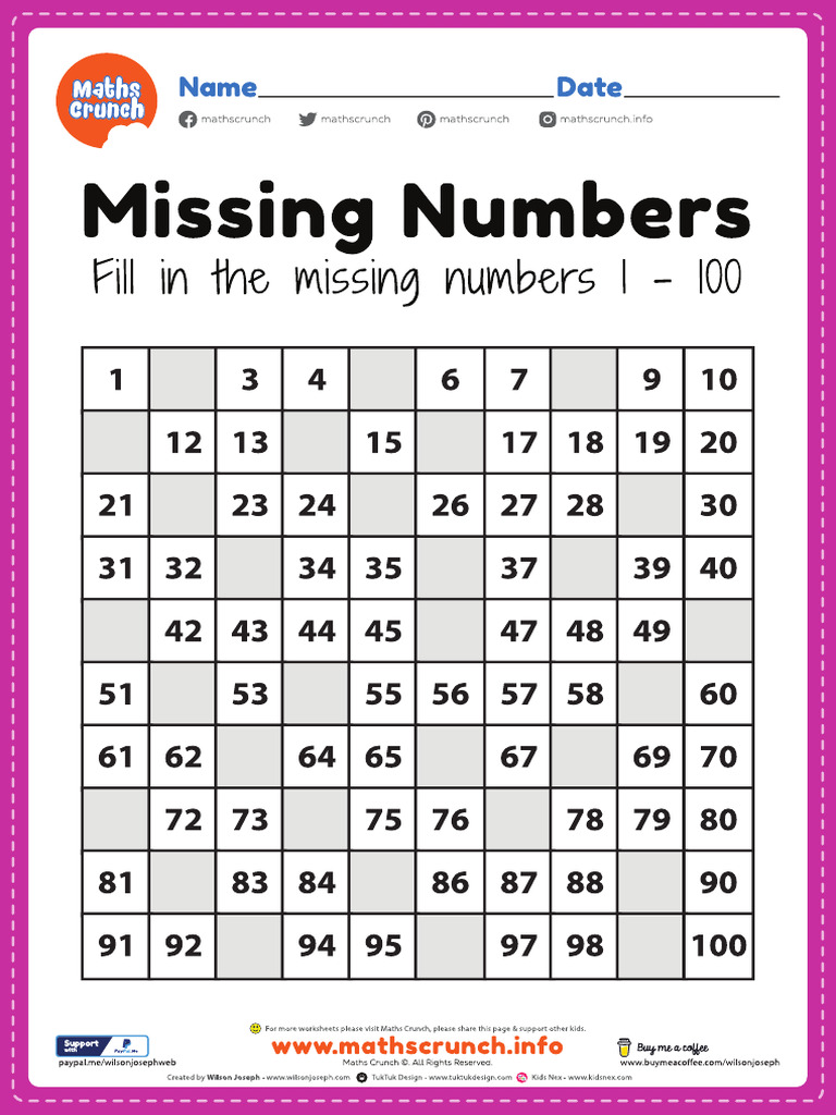 05 Math Worksheet Missing Numbers | PDF