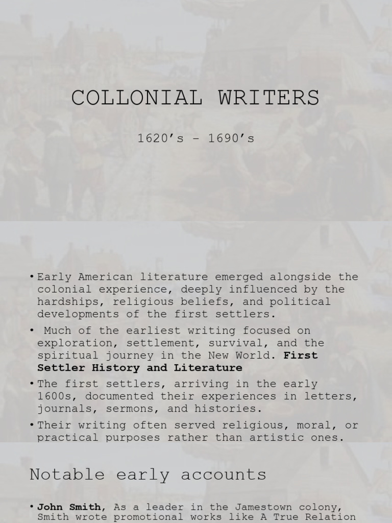 3 Collonial Writers | PDF | Witchcraft | Puritans