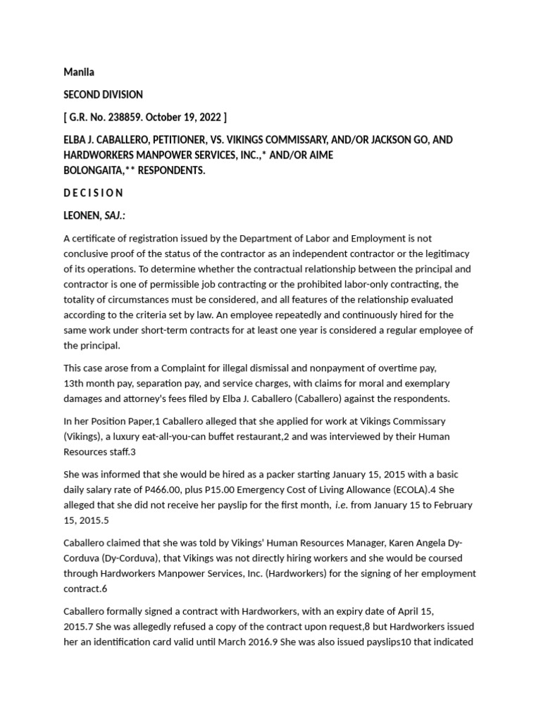 Juris Labor Only Contracting 1 | PDF | Cost Of Living | Employment