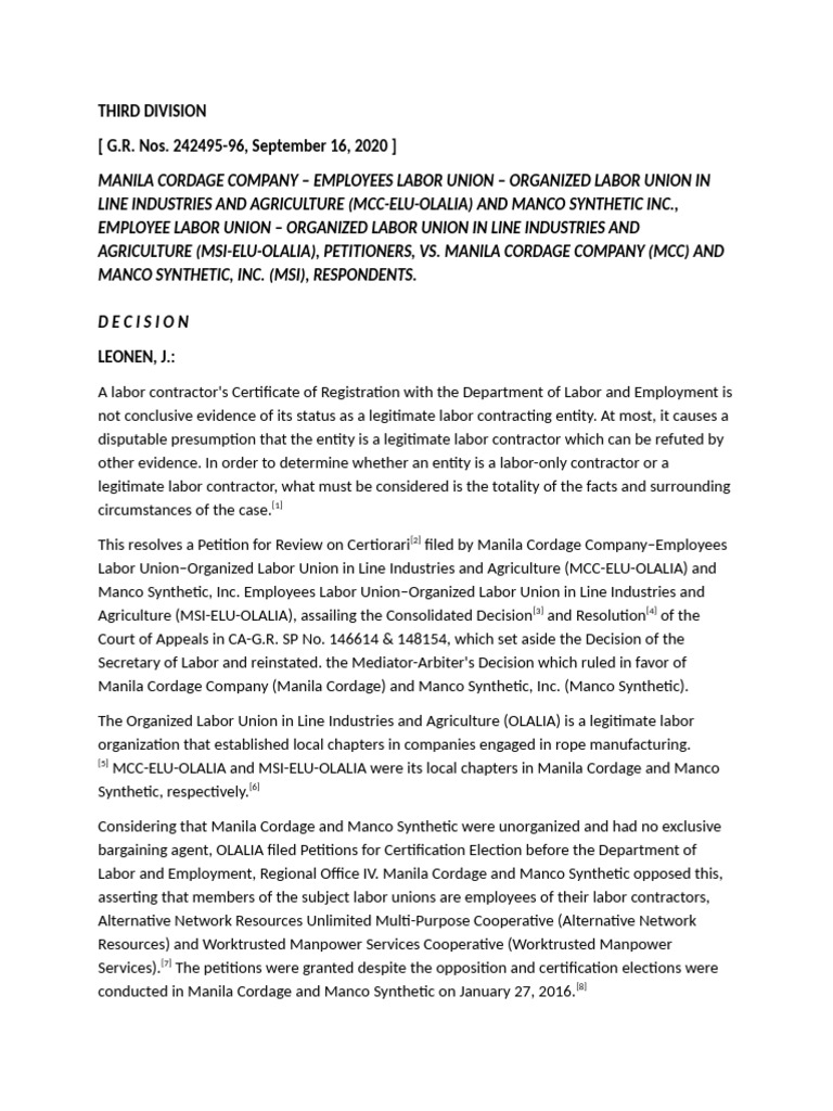 Labor Only Contracting 2 | PDF | Employment | Appellate Court