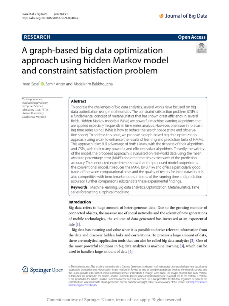 A Graph-Based Big Data Optimization Approach Using | PDF | Mathematical Optimization | Metaheuristic
