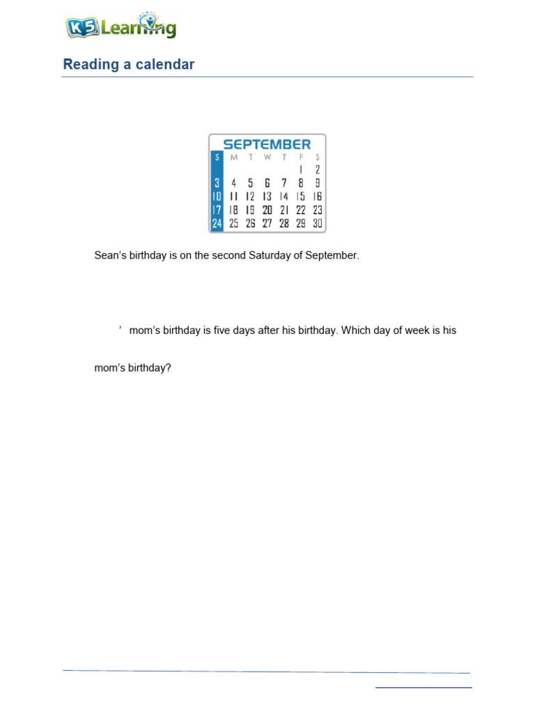 Grade 3 Calendar Reading C | PDF