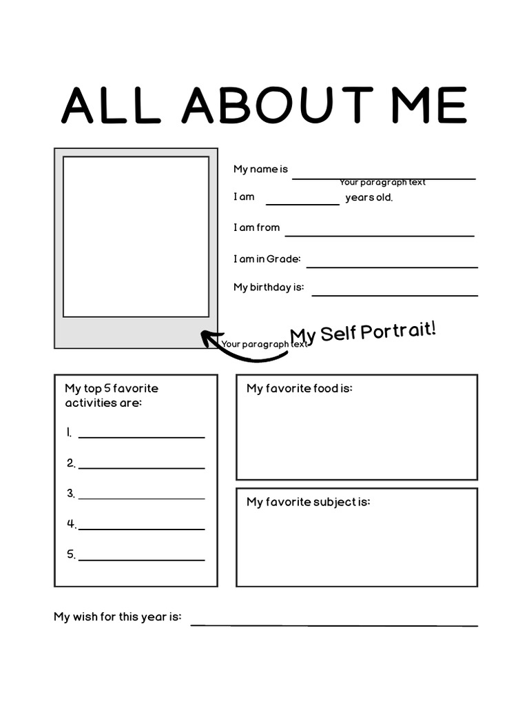 All About Me Student Worksheet | PDF