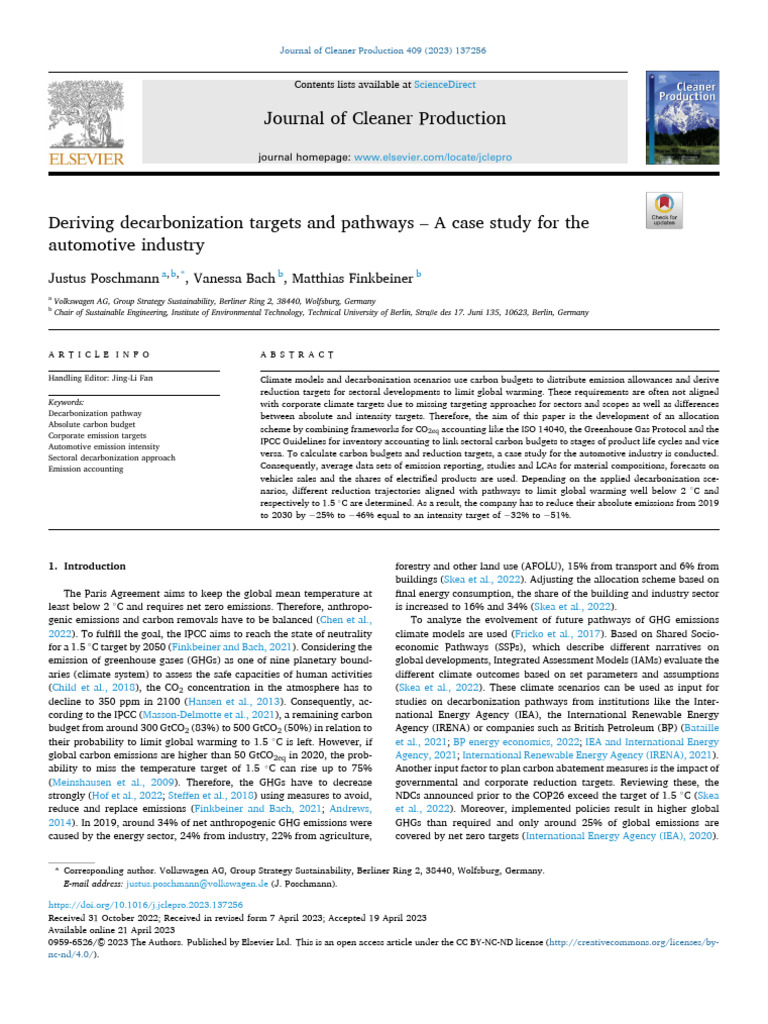 Decarbonization Pathways in Automotive Industry | PDF | Climate Change ...