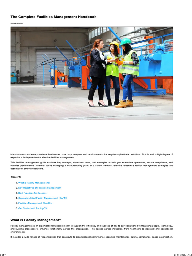 Complete Facilities Management Handbook by Jeff Gladwish | PDF | Regulatory Compliance | Cloud ...