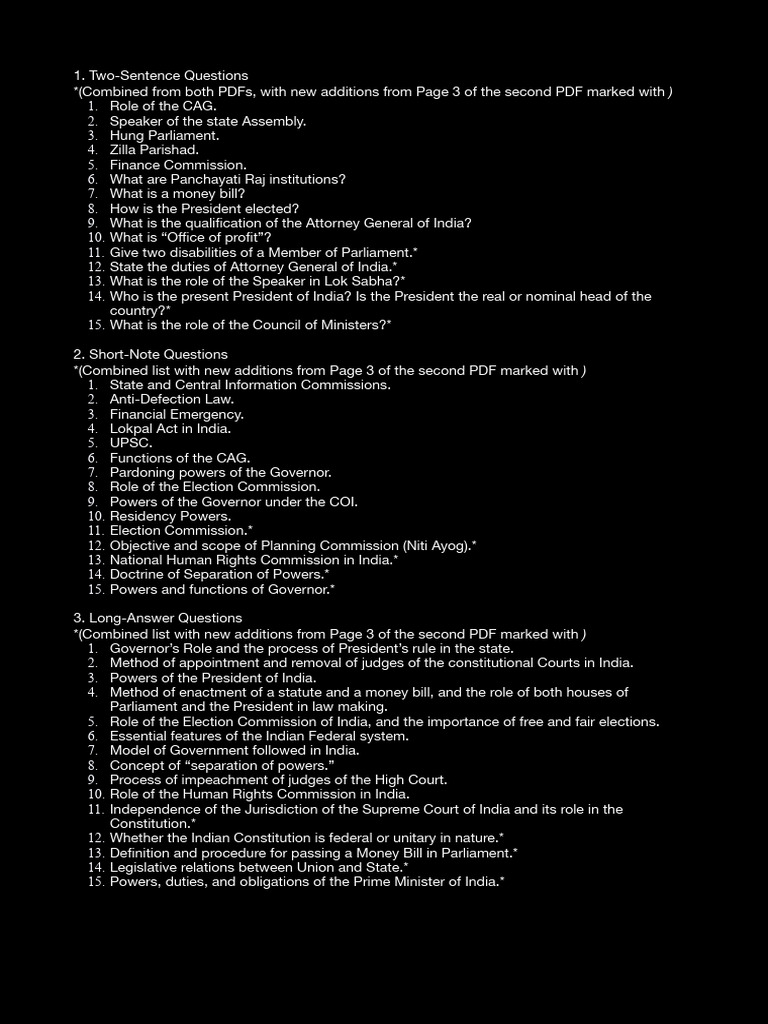 Constitutional Law consolidated PYQ | PDF | Legal Documents | Political Law