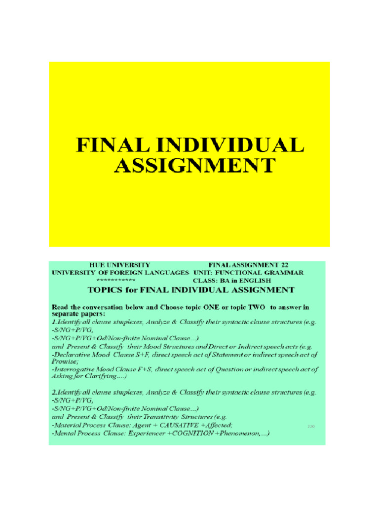 Final Individual Assignments Ba22 | PDF