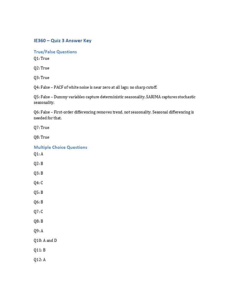IE360 Quiz3 Answer Key | PDF