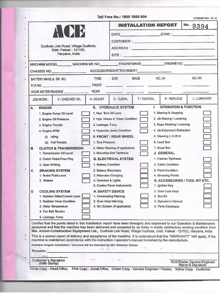 Installation Report Format | PDF