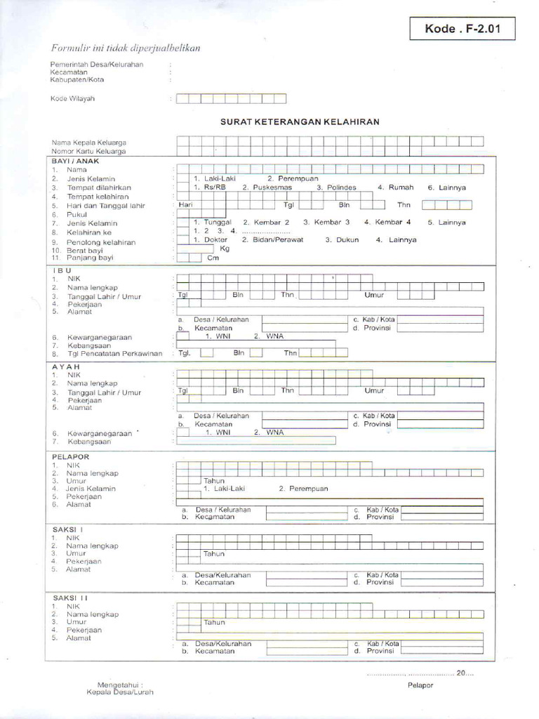 Formulir Akta Kelahiran | PDF