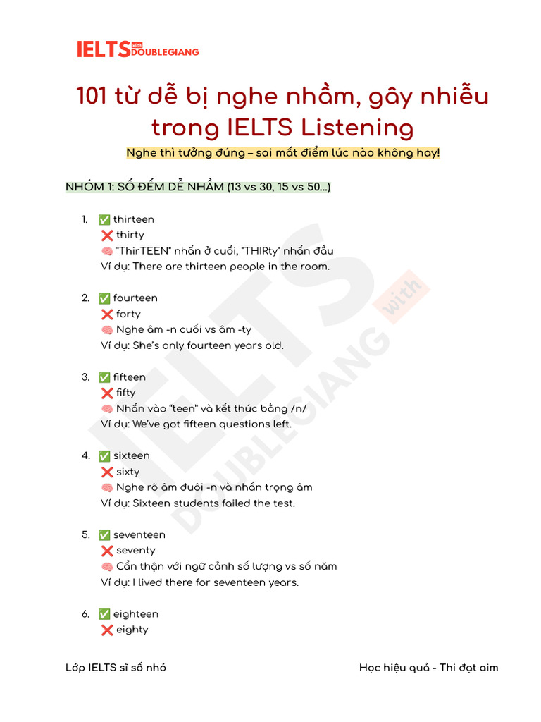 101 Từ Dễ Bị Nghe Nhầm, Gây Nhiễu Trong IELTS Listening Nghe Thì Tưởng ...