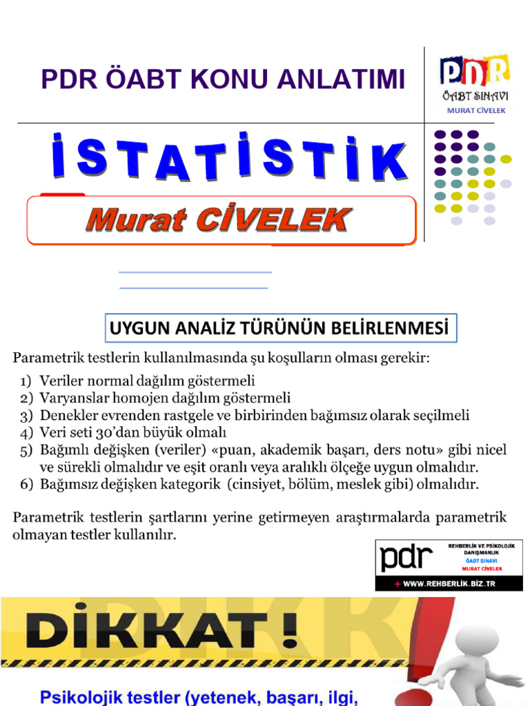 Oabt PDR Istatistik Ders Notlari | PDF