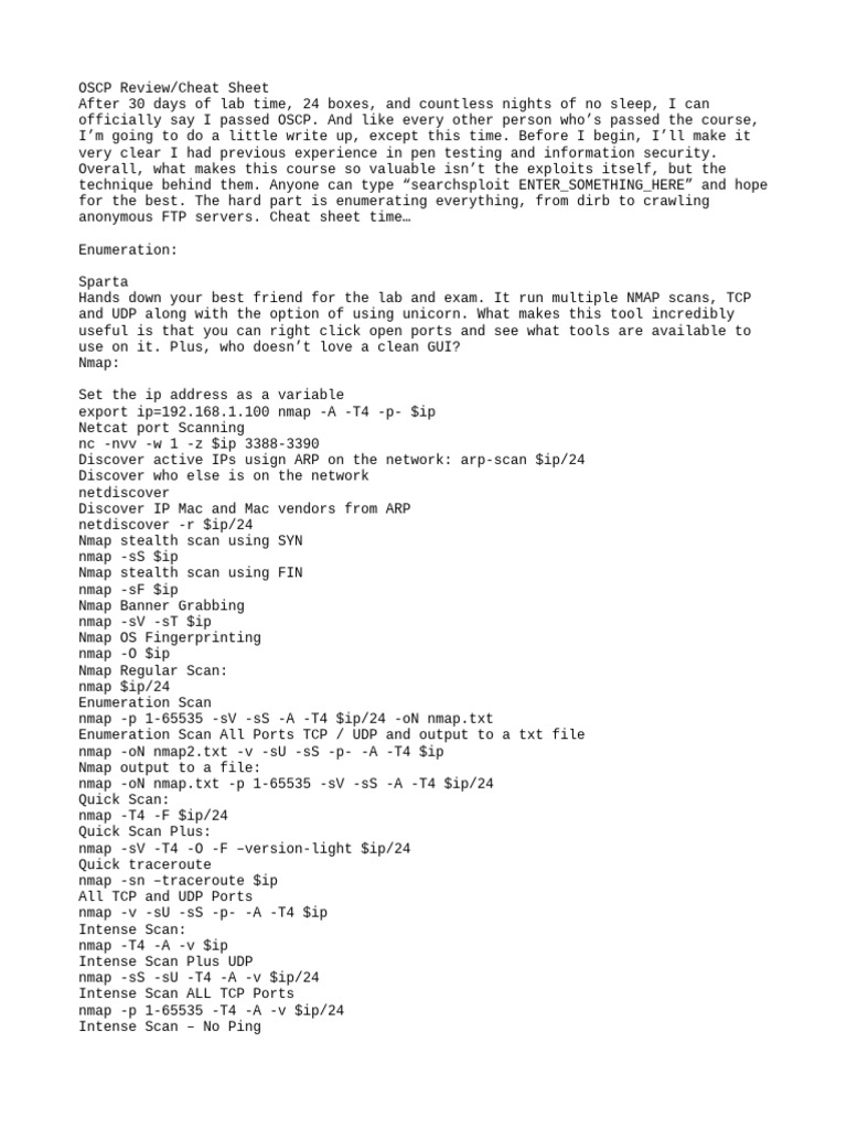 OSCP Review-Cheat Sheet | PDF | Windows Registry | Computer Science
