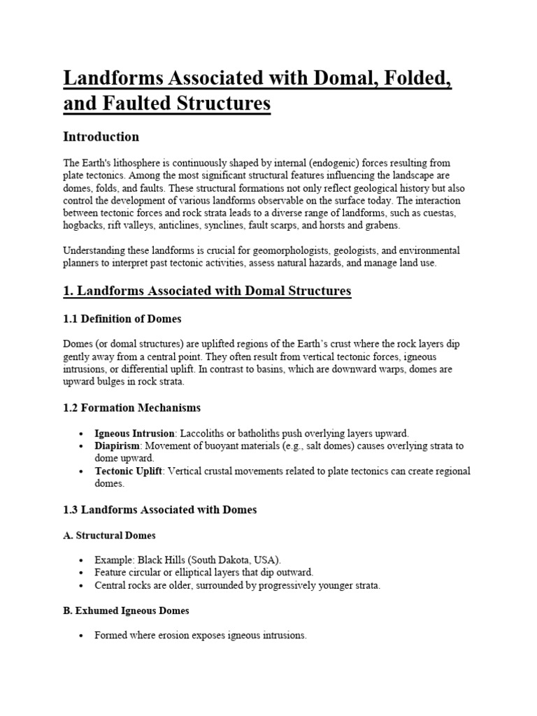 Landforms Associated With Domal, Folded, and Faulted Structures | PDF ...