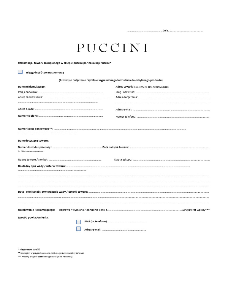 Formularz Reklamacyjny | PDF