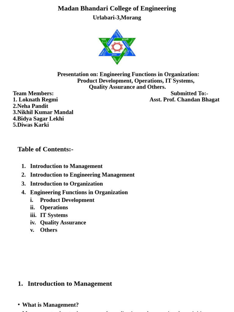 Engineerinng Management Presentation Group-Bidya and Team | PDF | Business