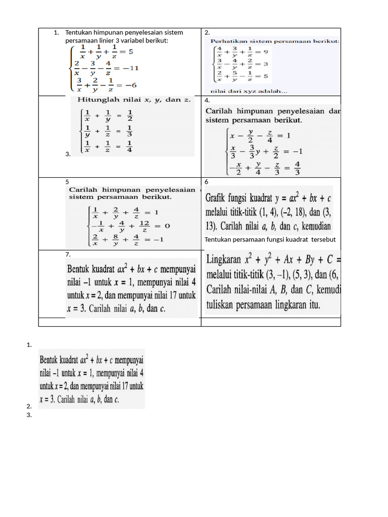 Soal Latihan SPLTV | PDF
