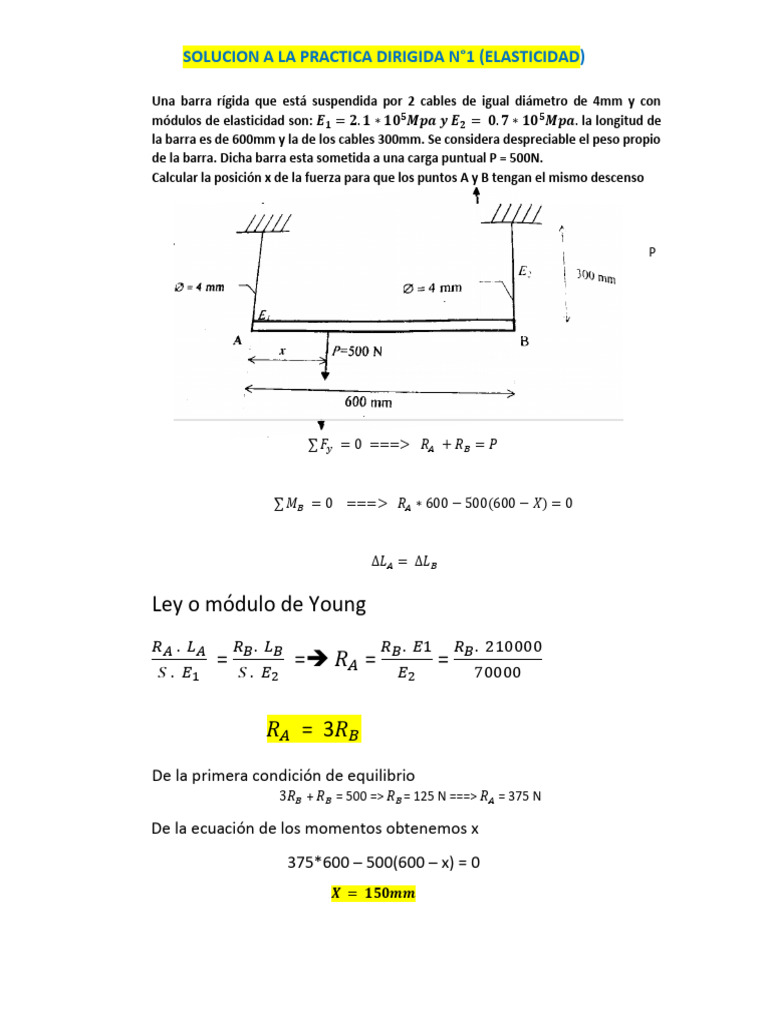 Solucion A La Primera Practica Dirigida de Elasticidad | PDF | Rigidez | Elasticidad (Física)
