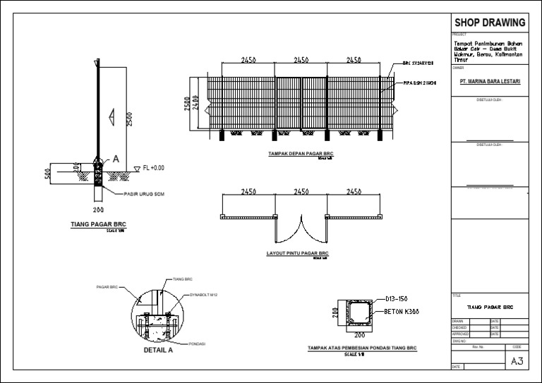 Detail Tiang Pagar BRC | PDF