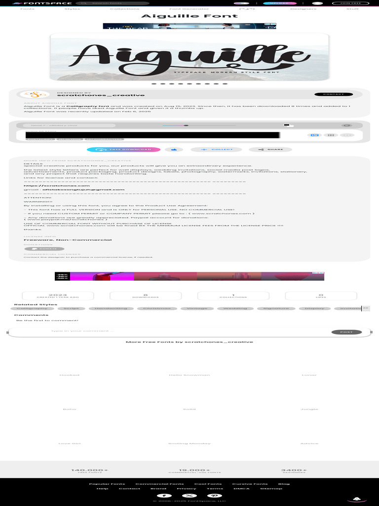 Aiguille Font Scratchones - Creative FontSpace | PDF | Typefaces ...