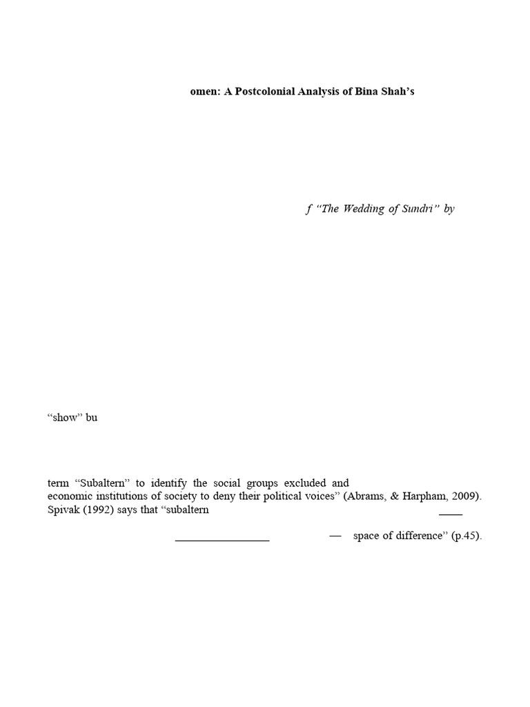 Voicelessness of Women in Sundri Analysis | PDF | Postcolonialism