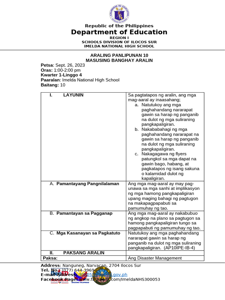 Gr. 10 Lesson Plan Module 2 2 | PDF