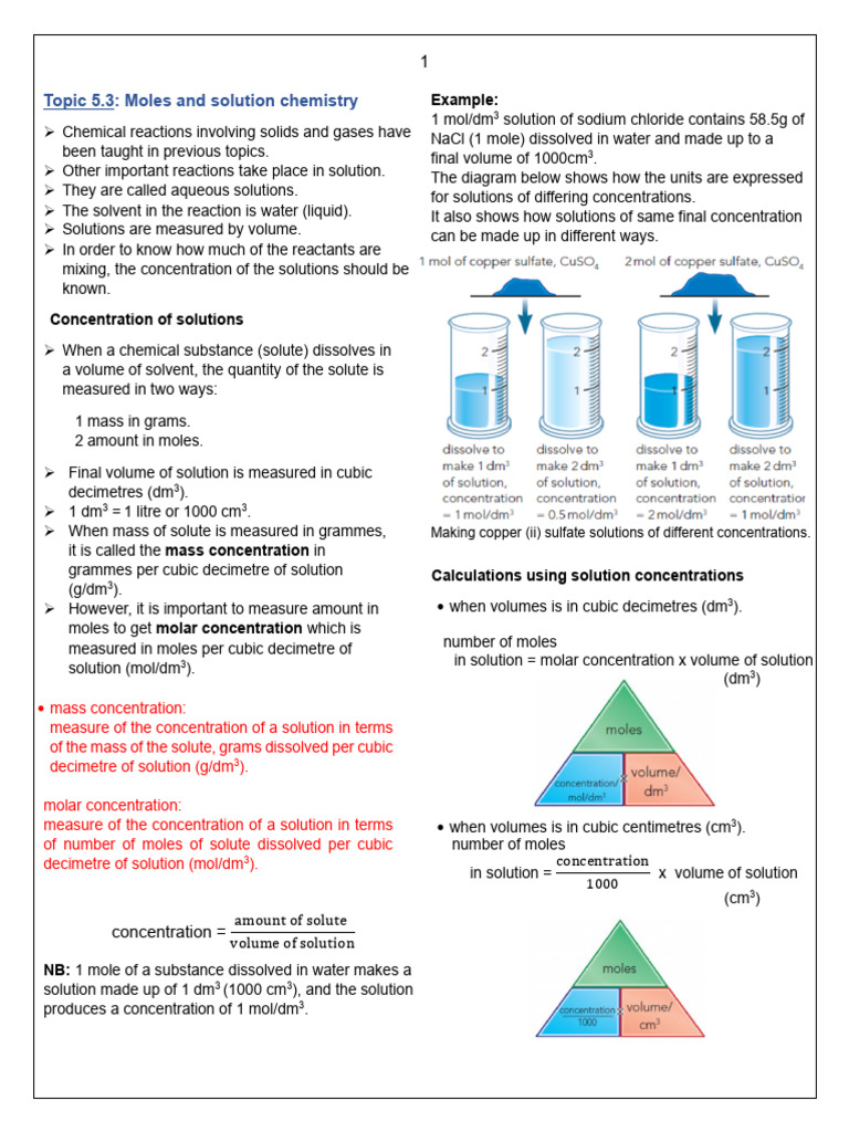 Moles and Aqueous Solution Chemistry | PDF | Mole (Unit) | Sodium Hydroxide