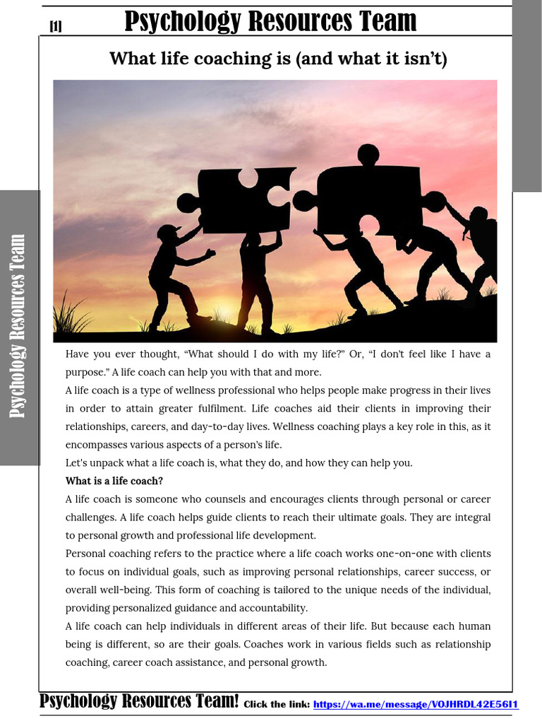 What Life Coaching Is (And What It Isn't) | PDF | Mental Health ...