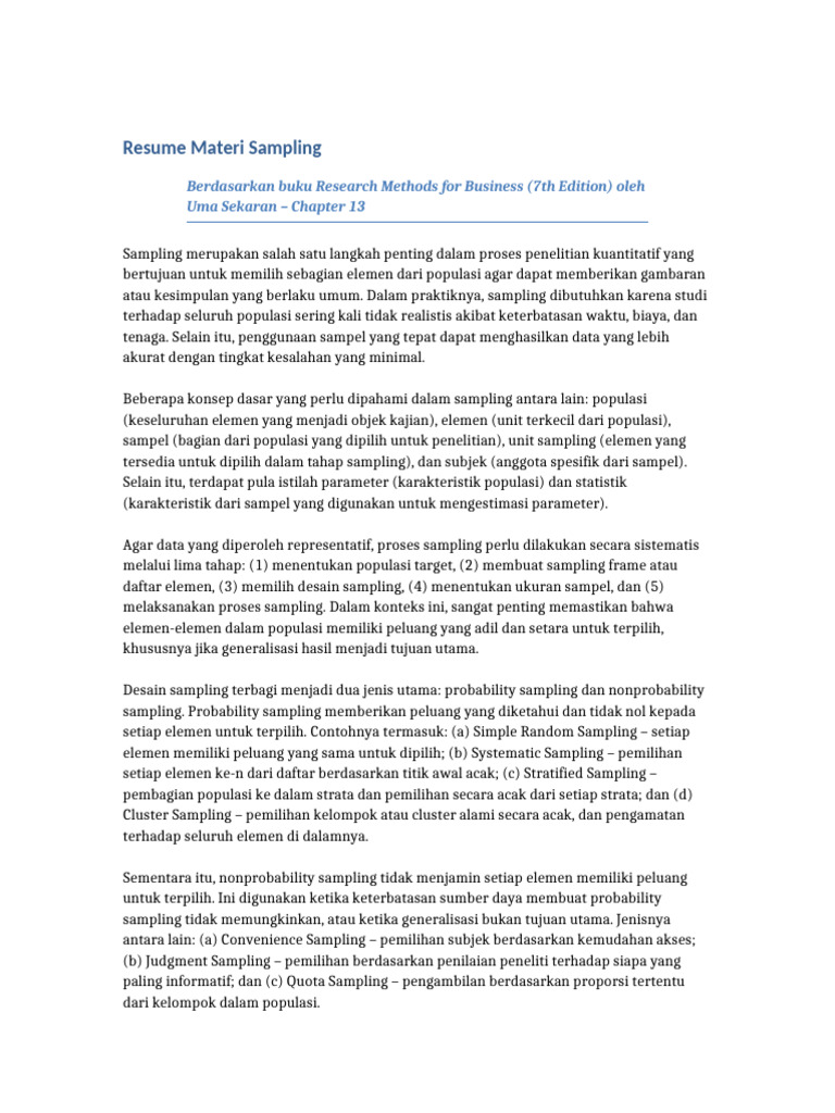 Resume Materi Sampling 2halaman | PDF
