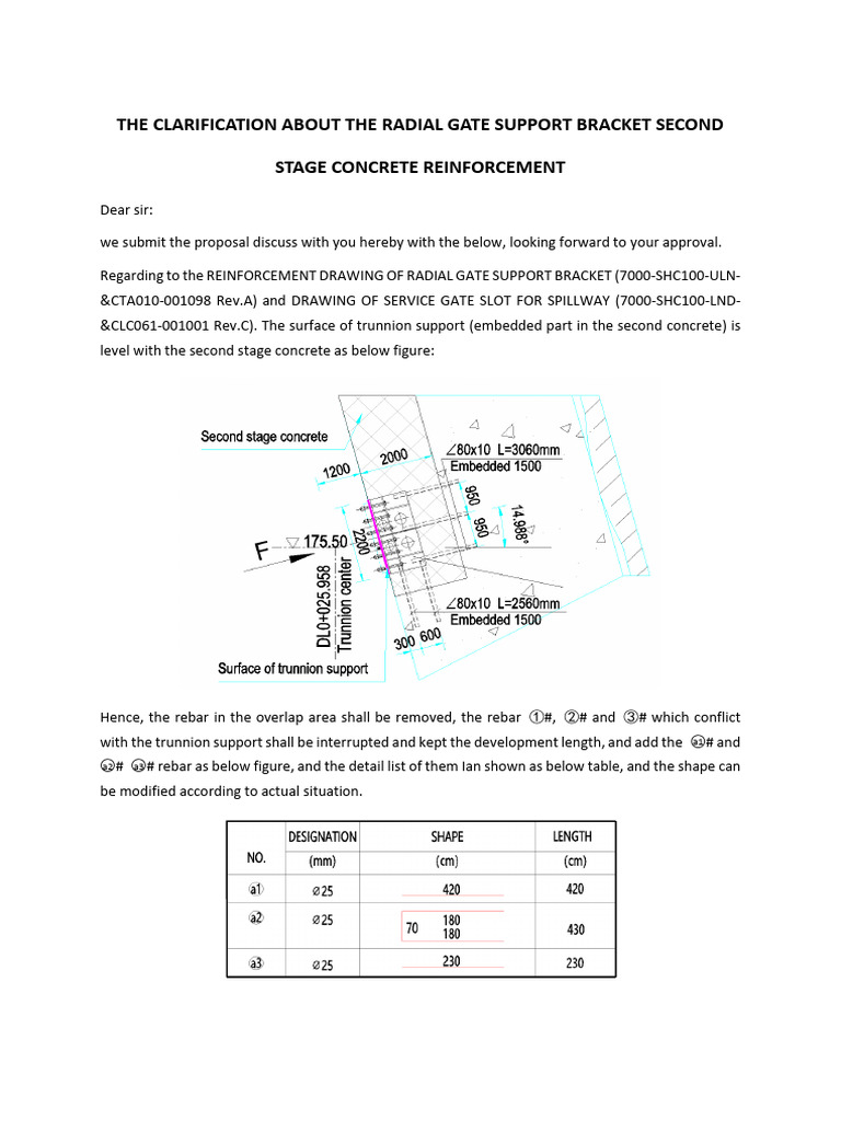 The Clarification of Spillway Bracket Section Stage Concrete Reinforcement | PDF