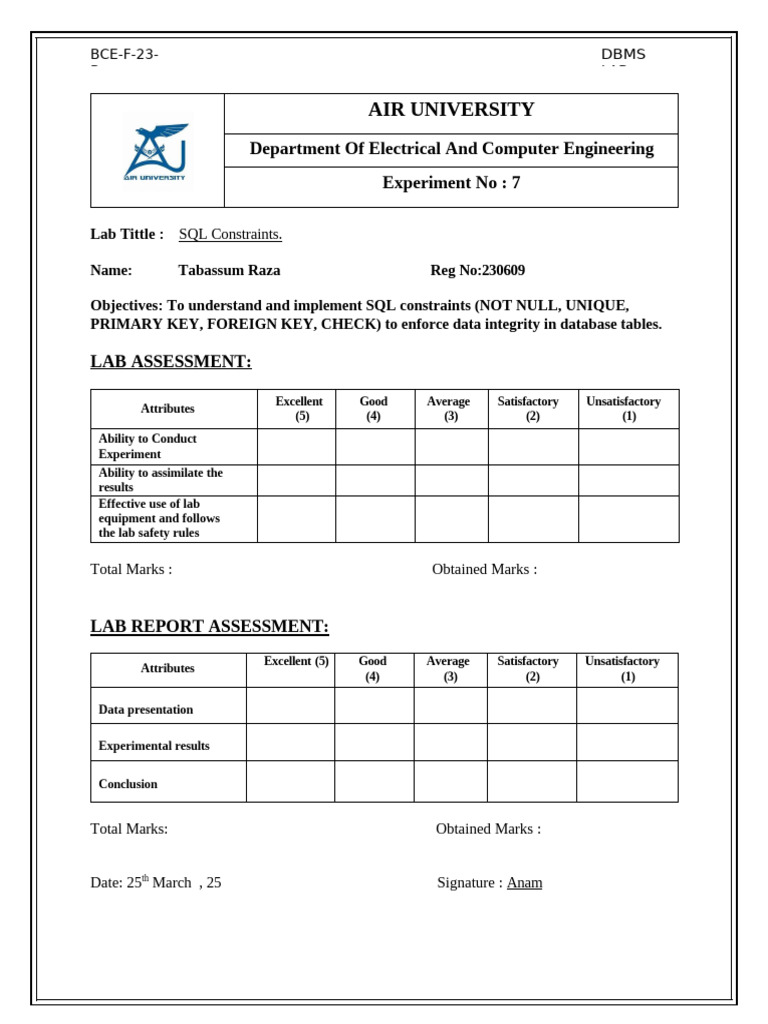 DBMS lab report 7 230609 | PDF | Relational Database | Information Technology Management