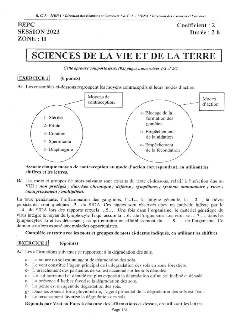 Bepc Z2 SVT 2023 | PDF