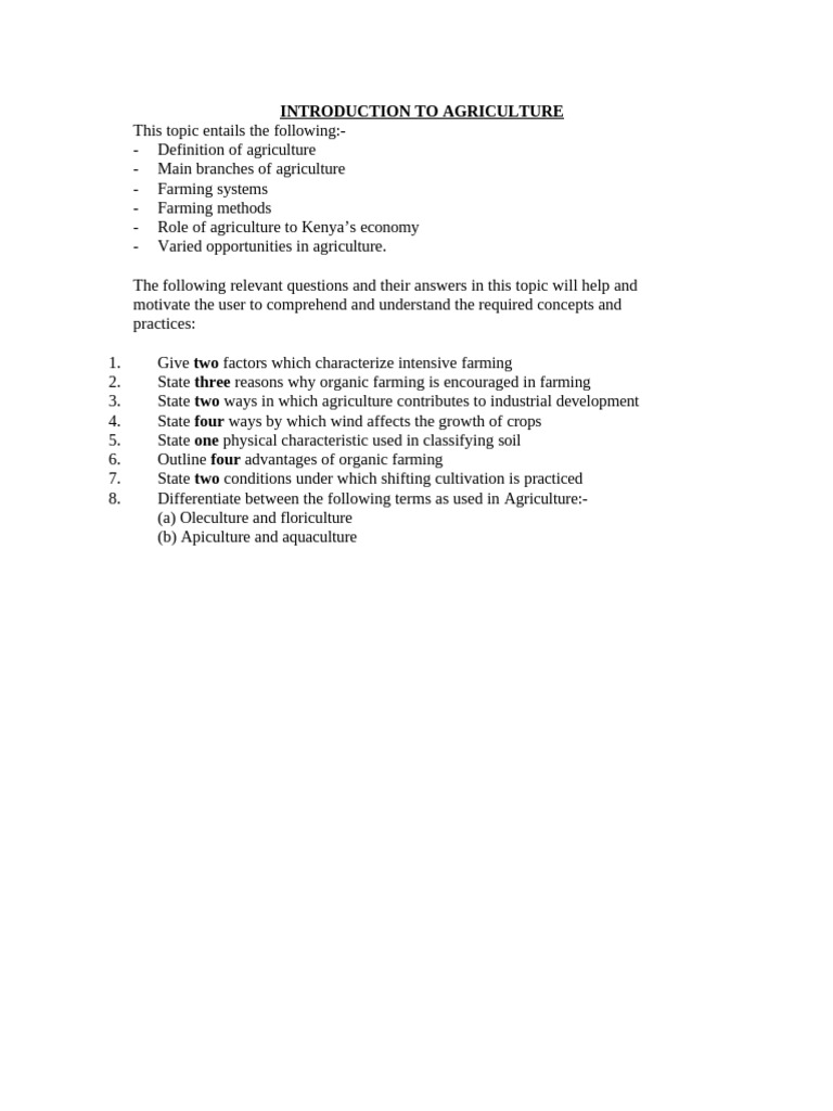 Introduction To Agriculture | PDF