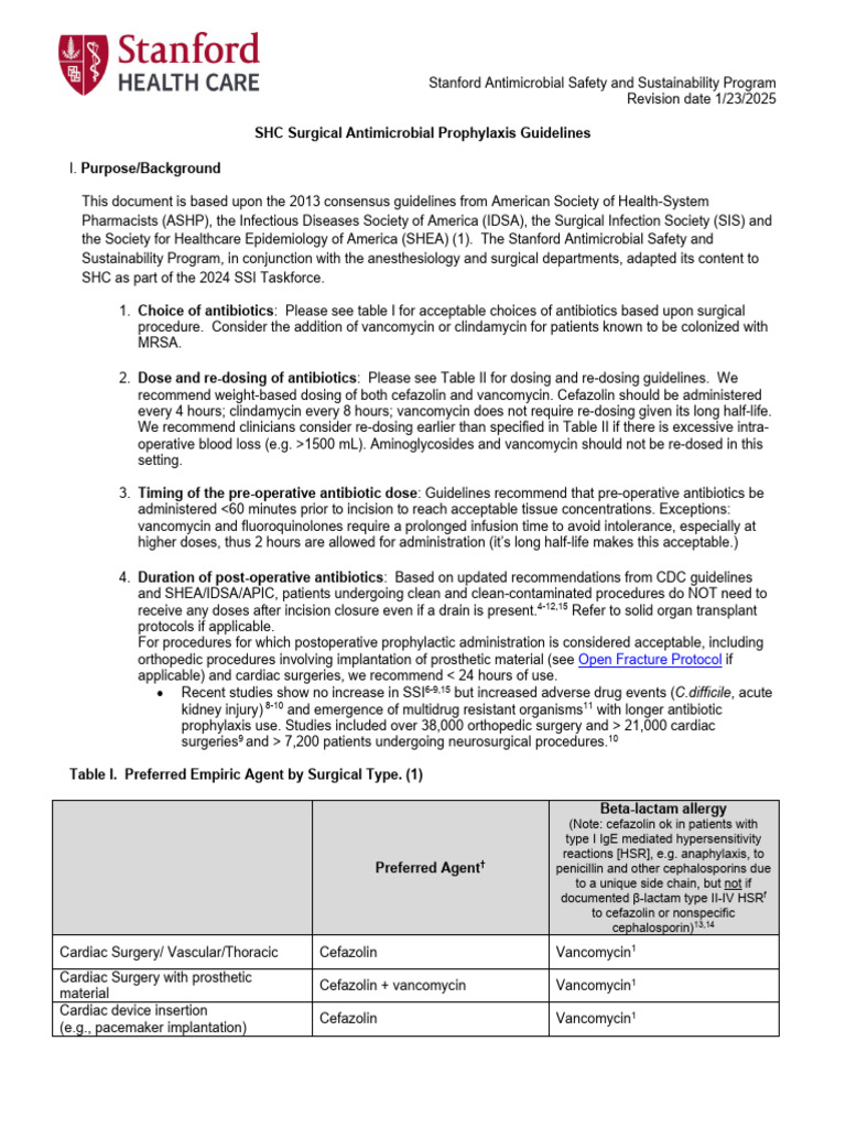 SHC Surgical Prophylaxis ABX Guideline | PDF | Methicillin Resistant ...
