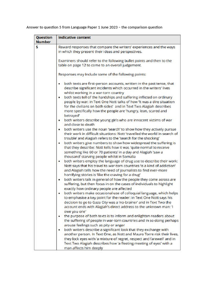 Answer To Question 5 From Language Paper 1 June 2023 | PDF