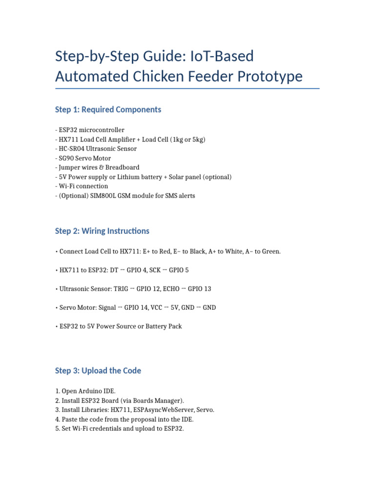 Step by Step IoT Chicken Feeder Guide | PDF