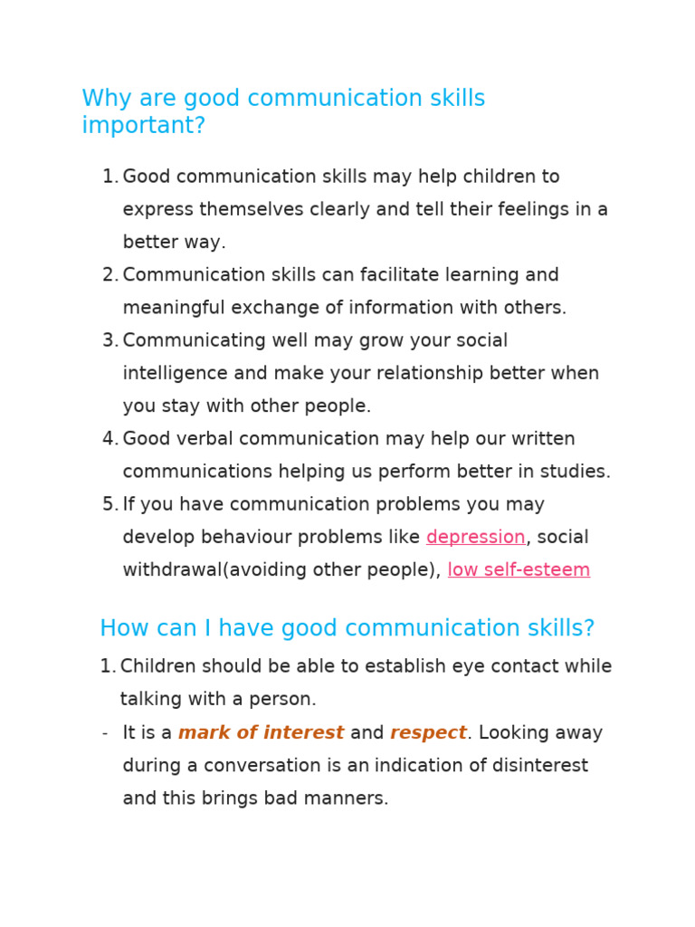 Why Are Good Communication Skills Important | PDF