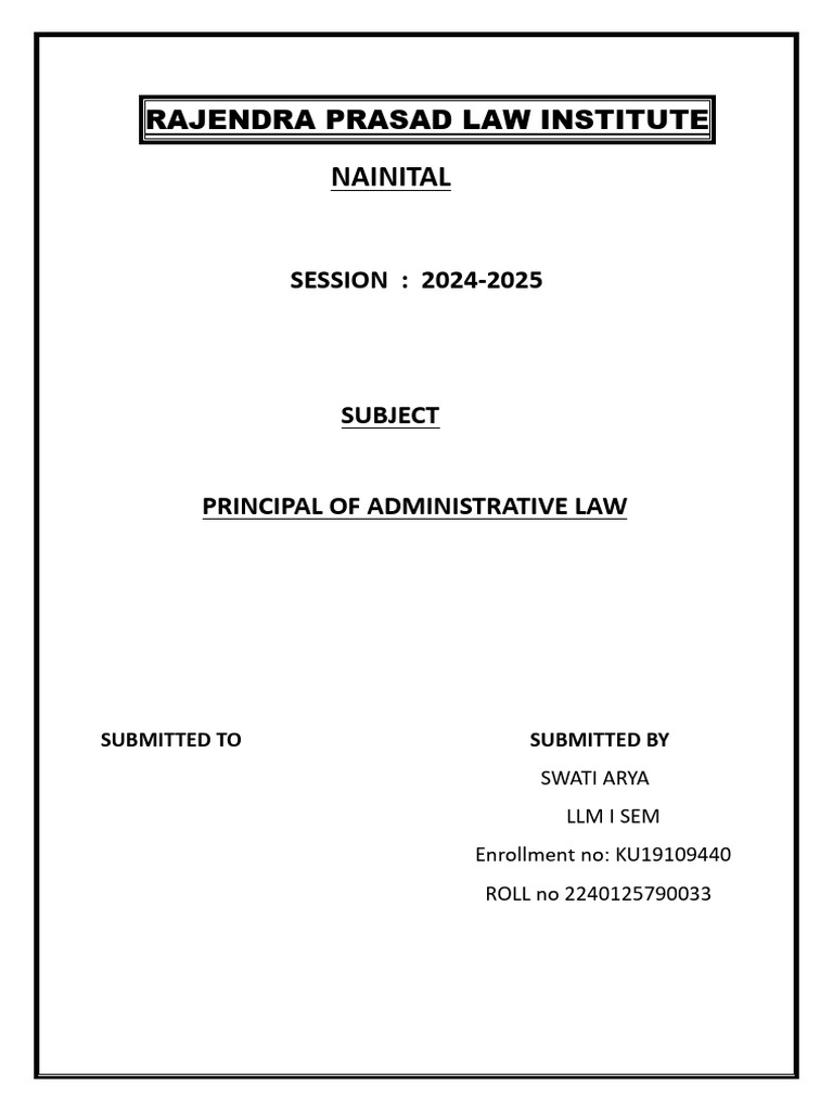 Administrative Law Assignment | PDF | Administrative Law | Rule Of Law