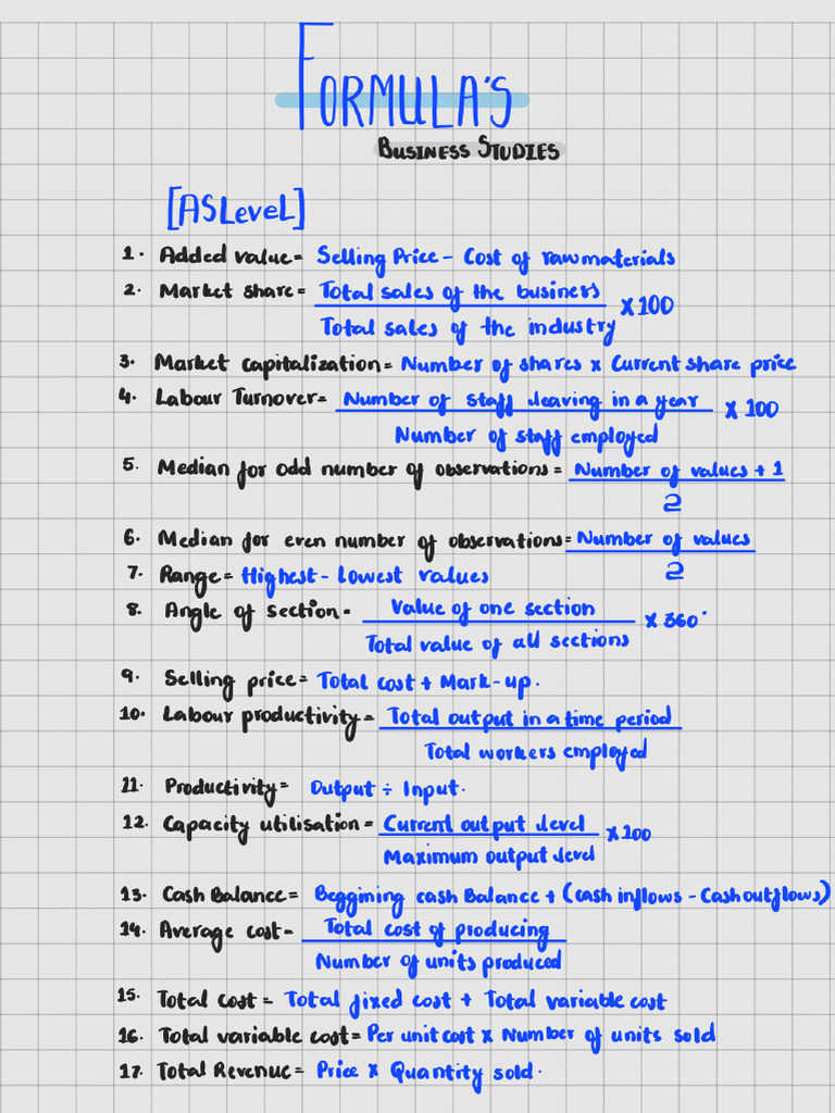 AS and ALevel Formulas | PDF