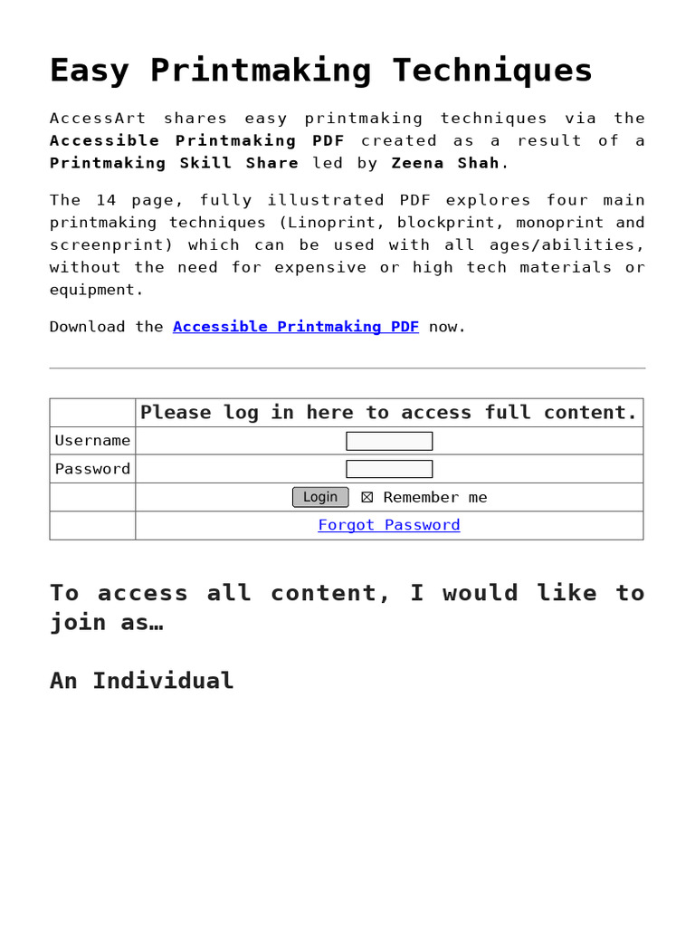 Accessible Printmaking Techniques | PDF